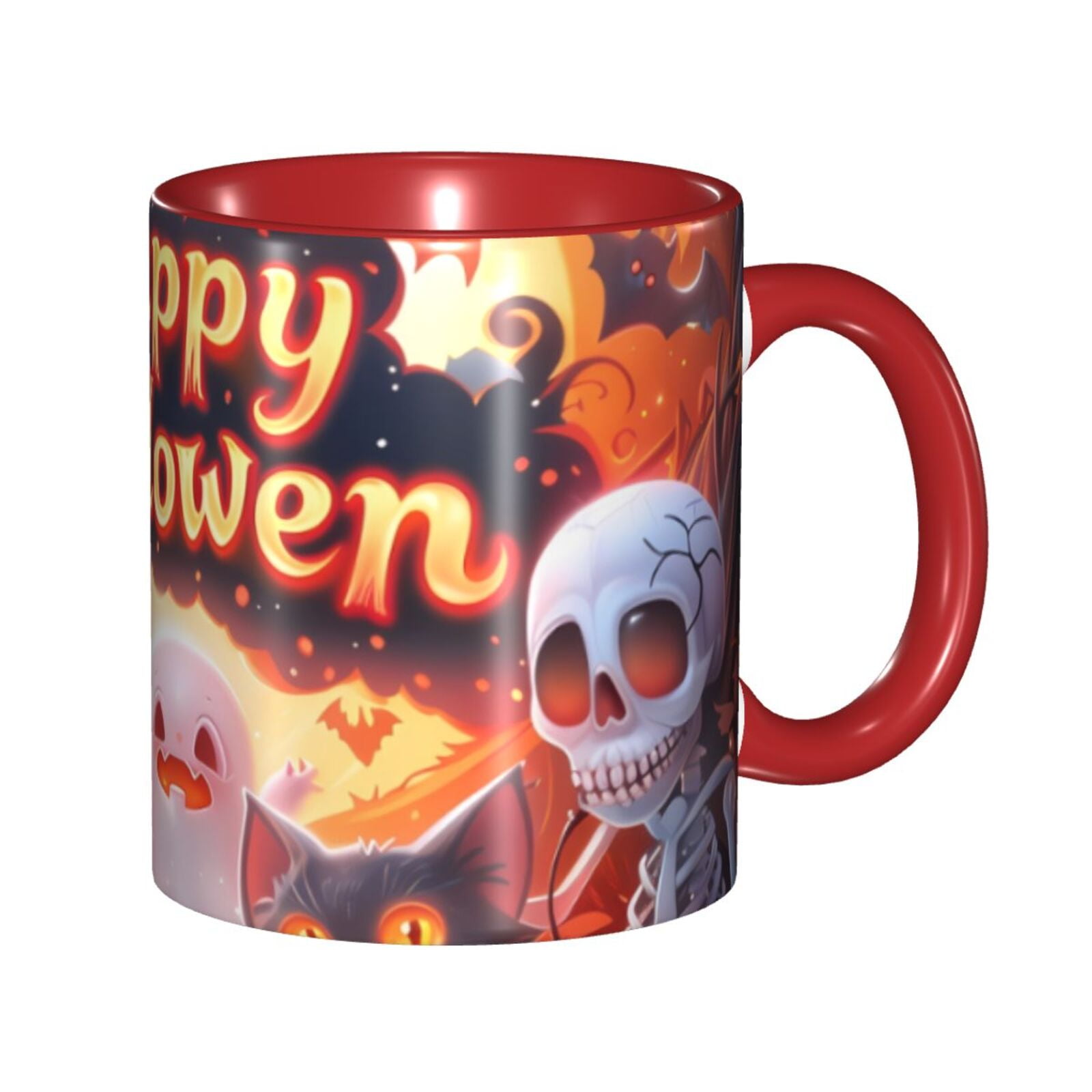 Coffee Halloween Cups with Handle Halloween Happy Cute Ghost Skeleton ...