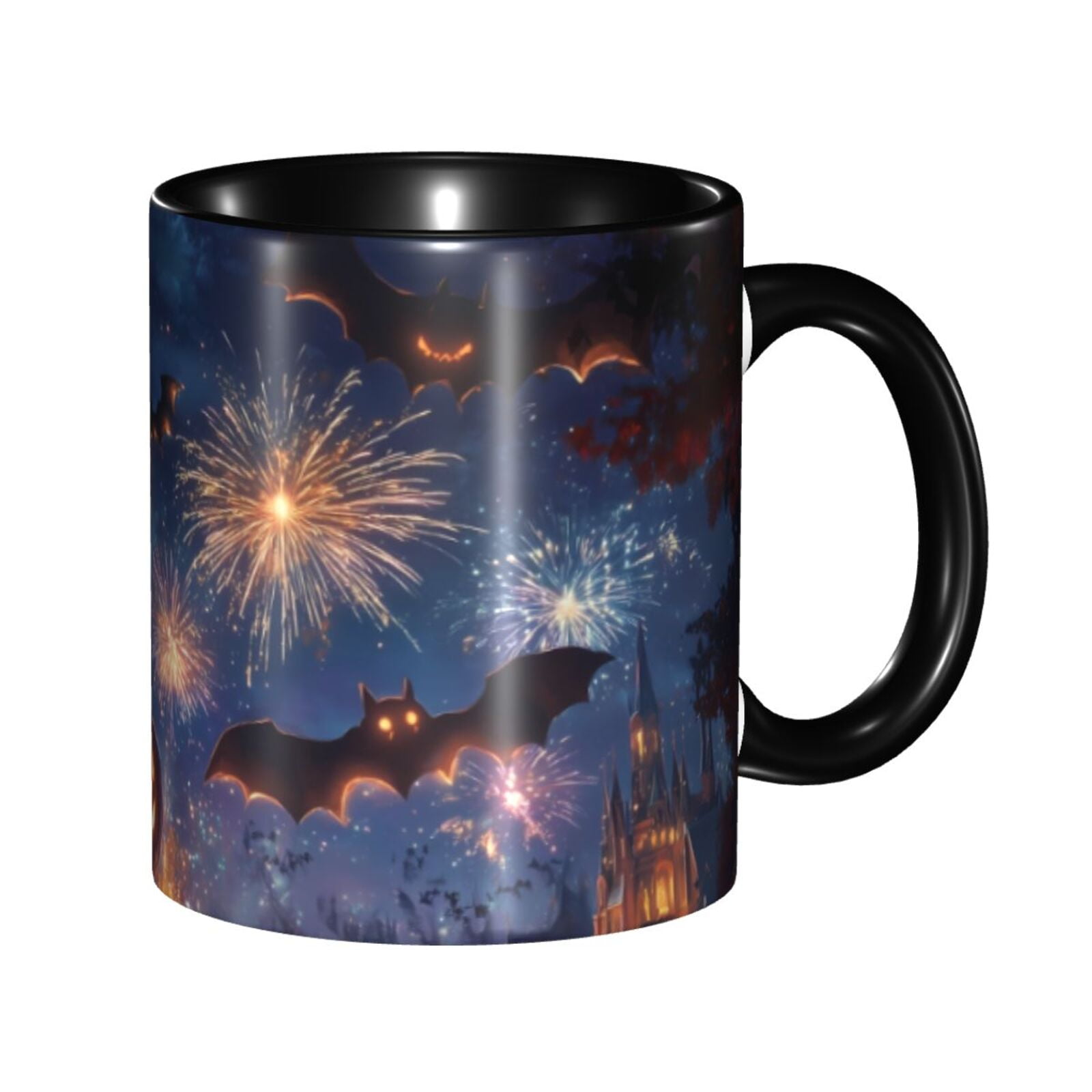 Coffee Halloween Cups with Handle Halloween Pumpkin Bat Glow (2 ...