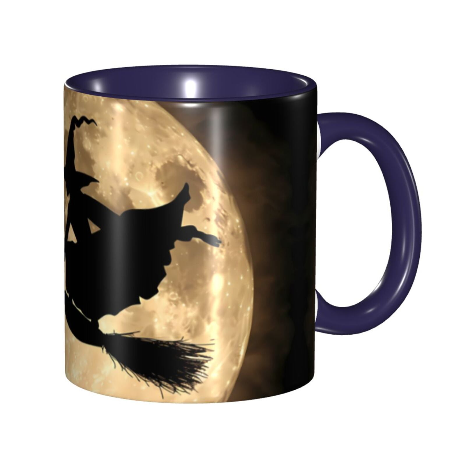 Coffee Halloween Cups with Handle Halloween Witch Full Moon Flight ...