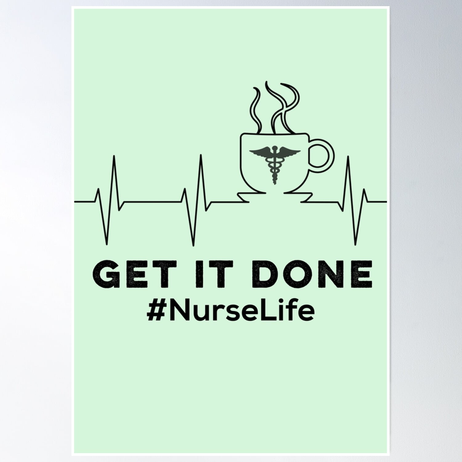 Coffee Heart Rhythm, Nurse Life, Night Shift Poster Wall Art, Modern ...