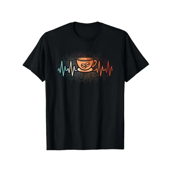 Coffee Heartbeat Retro Cup Of Coffee Men Women T-Shirt, Everyday Outfit ...