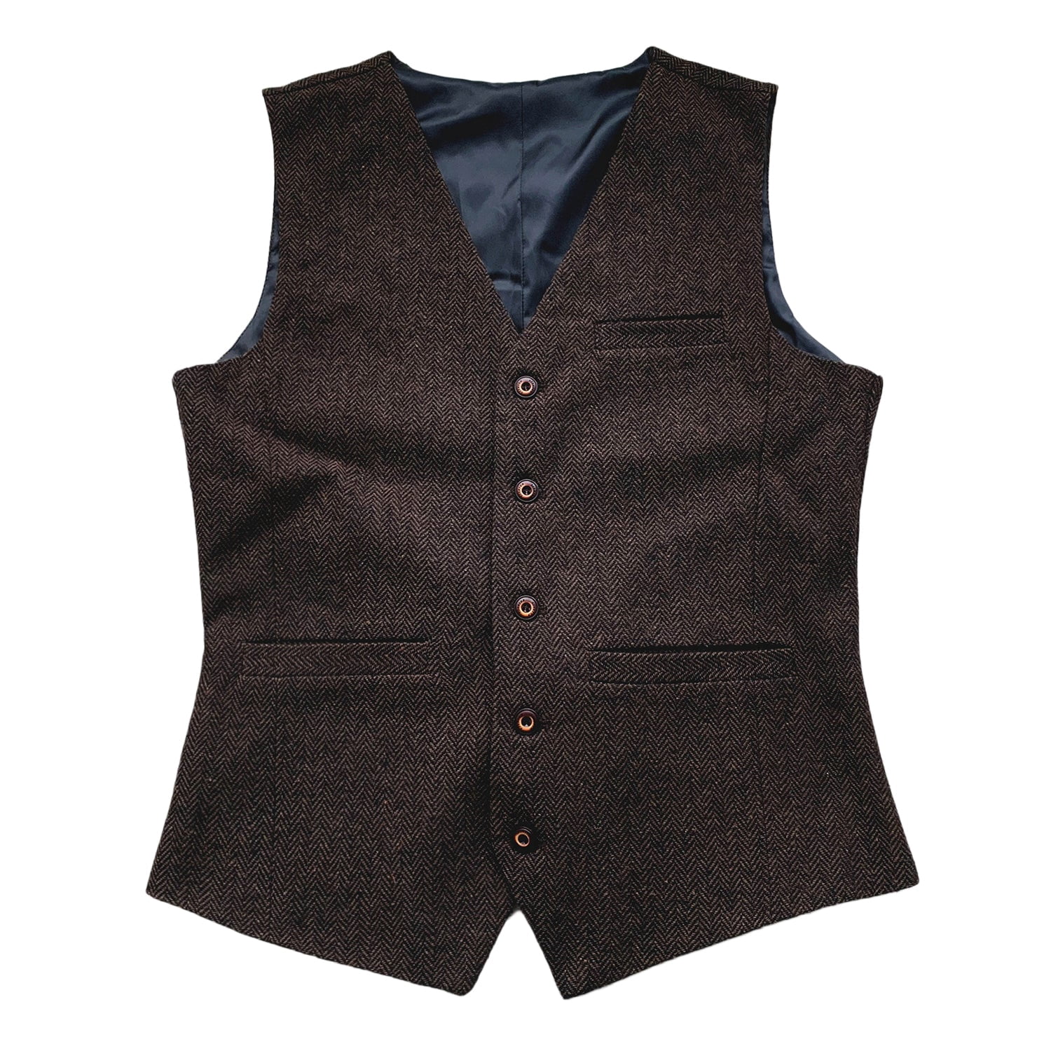 Coffee Herringbone Tweed Wedding Vest for Groomsmen - Walmart.com