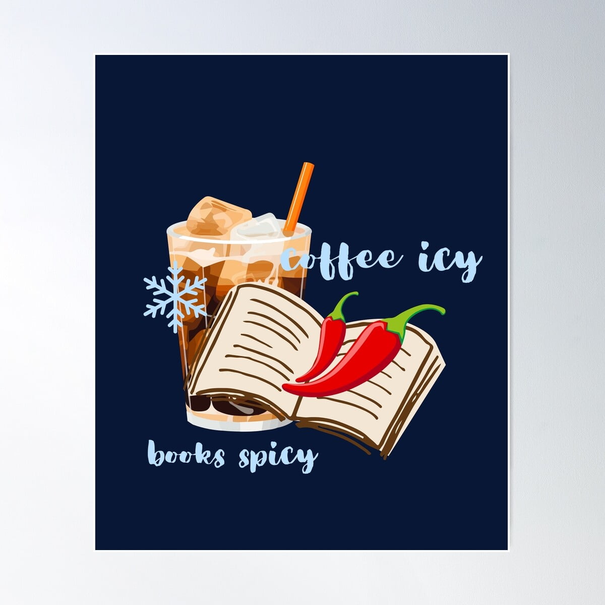 Coffee Icy Books Spicy Poster Wall Art, Modern Wall Decor For Living ...