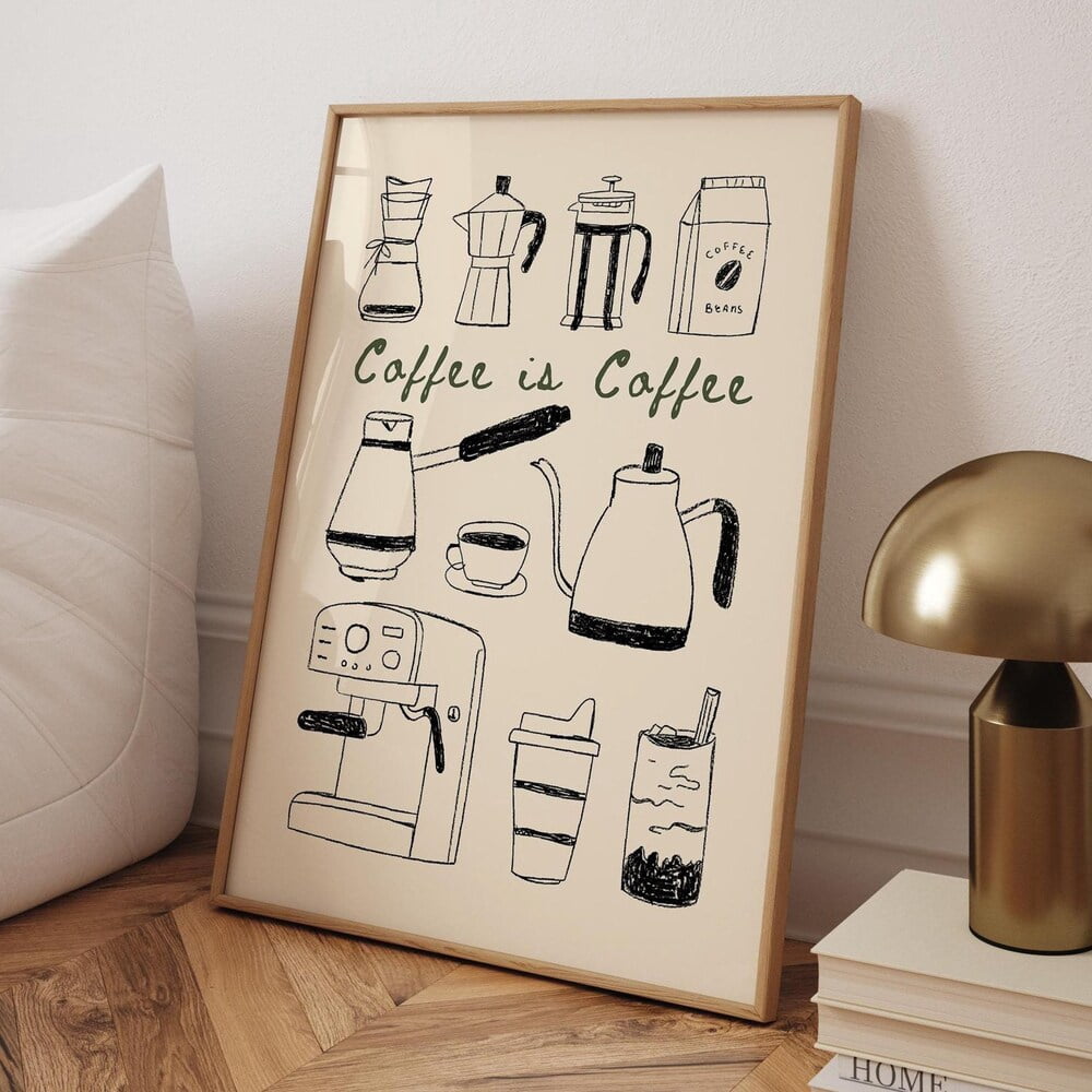 Coffee Is Coffee Poster Moka Pot Print Kitchen Wall Art Home Decor ...