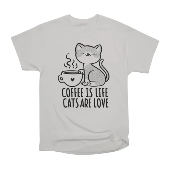 Coffee Is Life Cats Are Love TShirt Tee Gift For Him Merch For Her ...