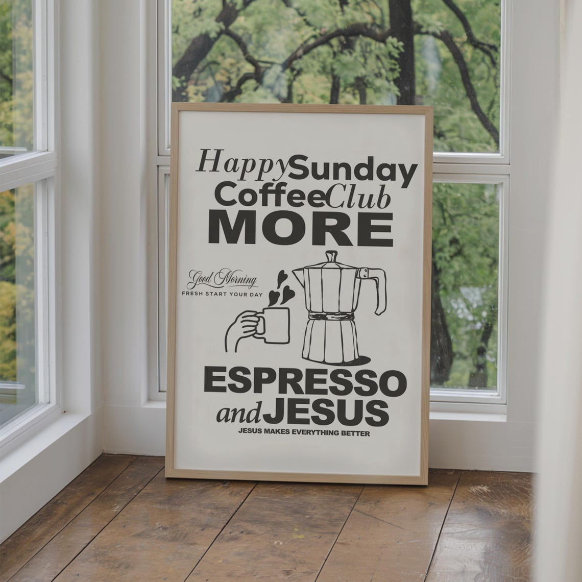 Coffee And Jesus Christian Print Jesus Typography Poster Christian Wall ...
