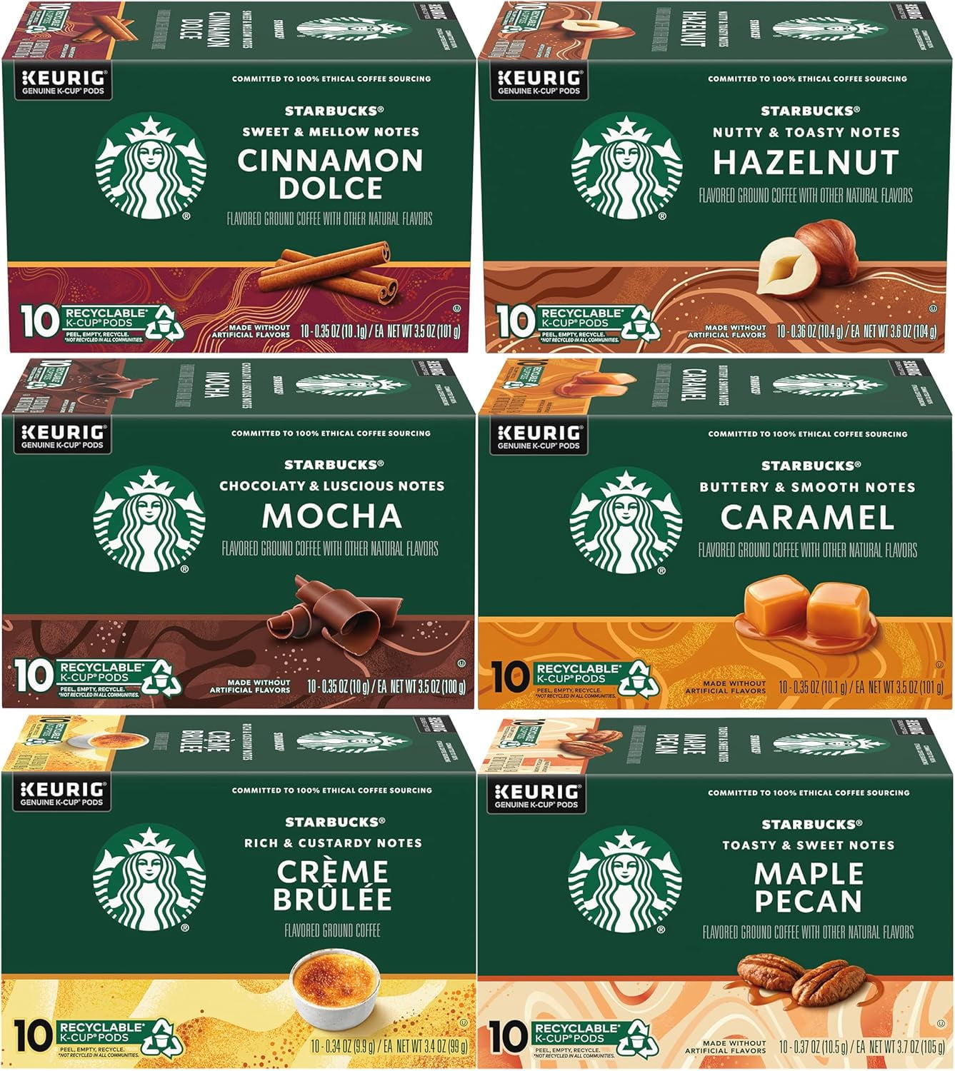 Coffee K-Cup Variety Pack, 1 Cinnamon , 1 Hazelnut, 1 Mocha, 1 Crme ...