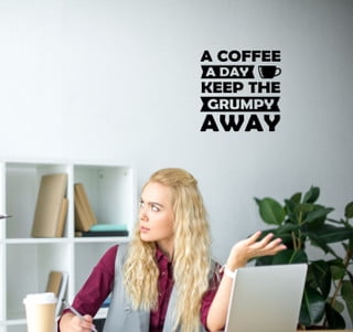 Coffee Keep Grumpy Away Kitchen Wall Stickers Quote Decals for Wall ...