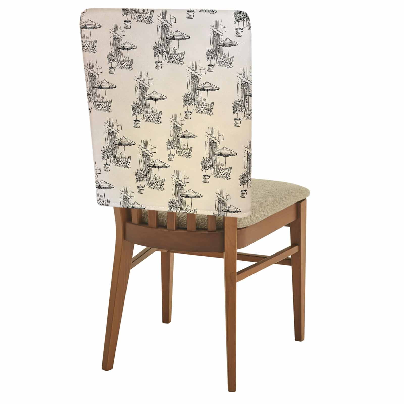 Coffee Kiosk Chair Back Covers Set of 6, Vintage Black White Lines ...