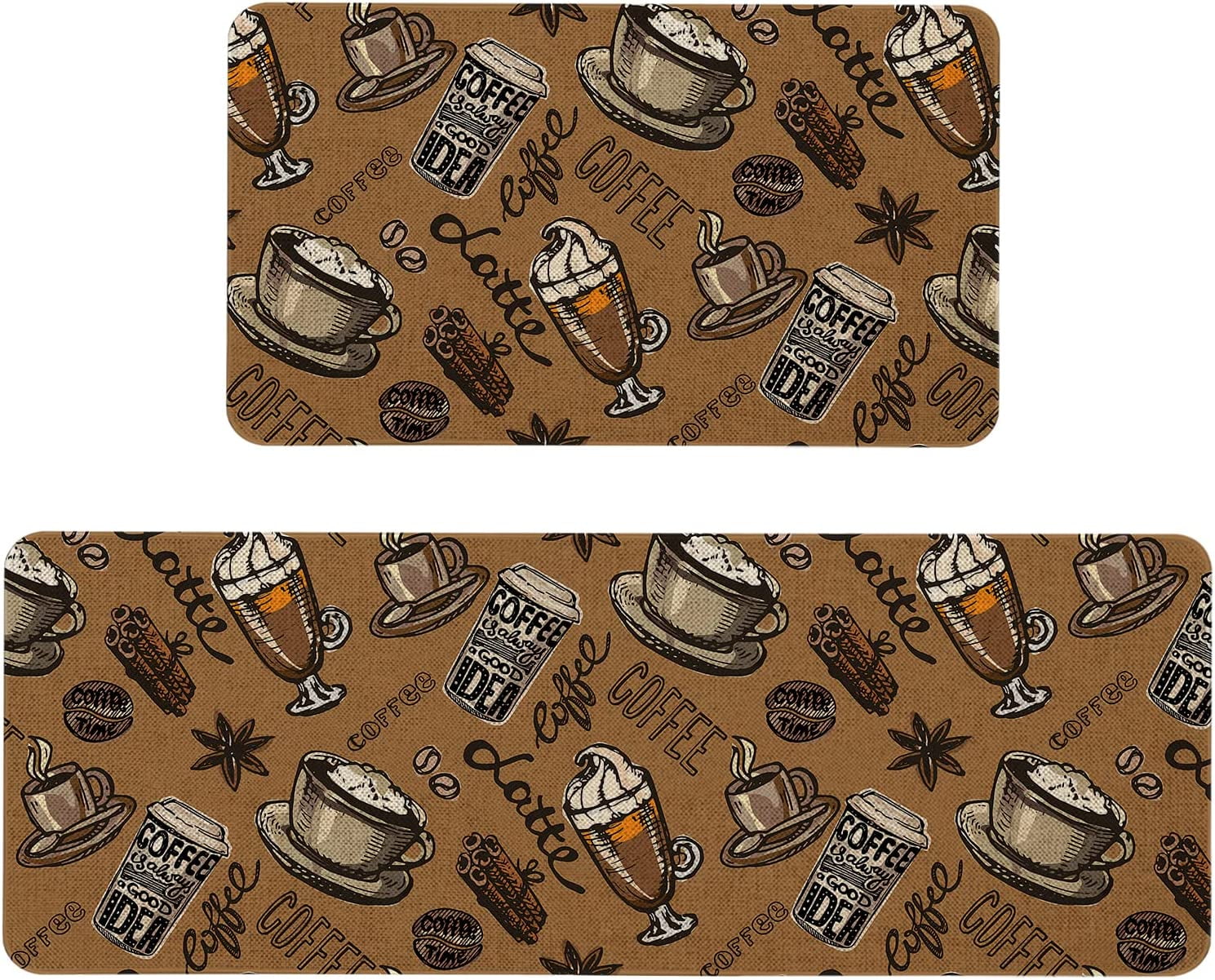 Coffee Kitchen Mat Set of 2 Pain Relief Padded Kitchen Mats Non Slip ...