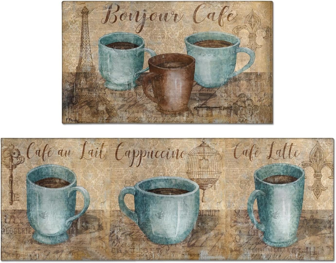 Coffee Kitchen Mats for Floor Set of 2,Mats for Kitchen Floor, Comfort ...