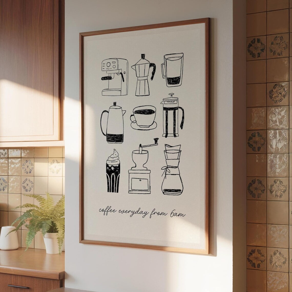 Coffee Kitchen Poster, Coffee Drawings, Posters For Kitchen, Wall Art ...