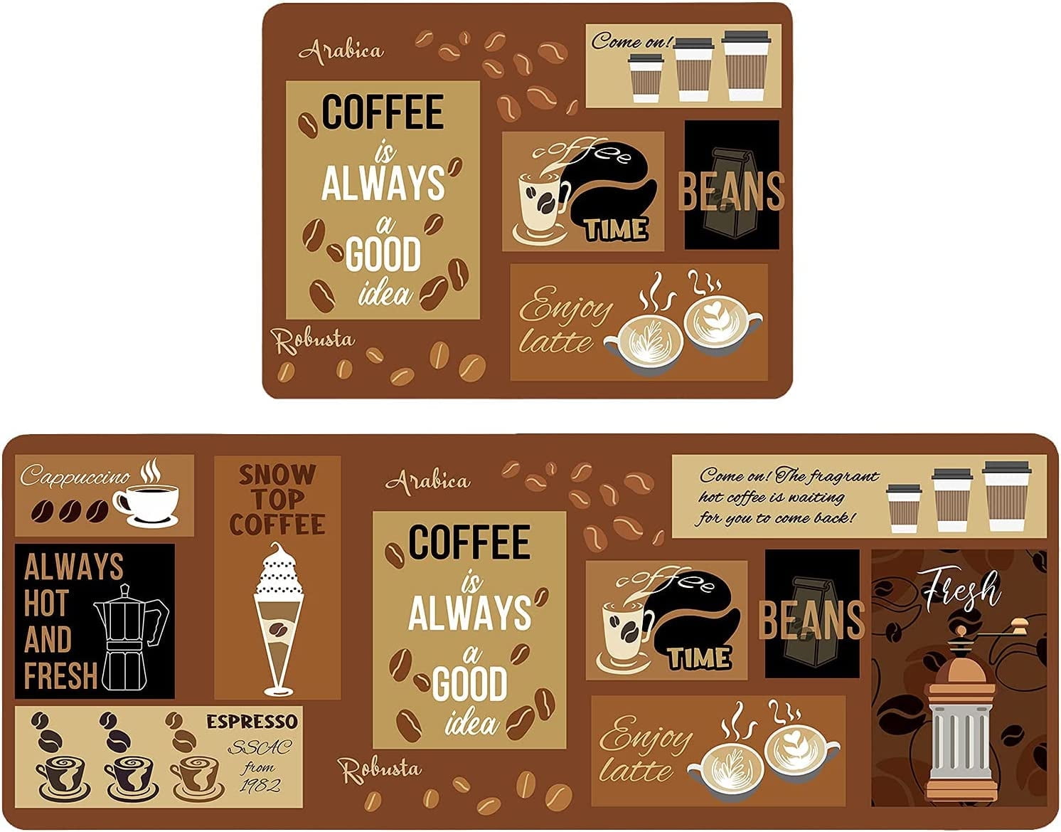 Coffee Kitchen Rugs Set 2 Piece,Kitchen Rugs and Mats Non Skid Washable ...