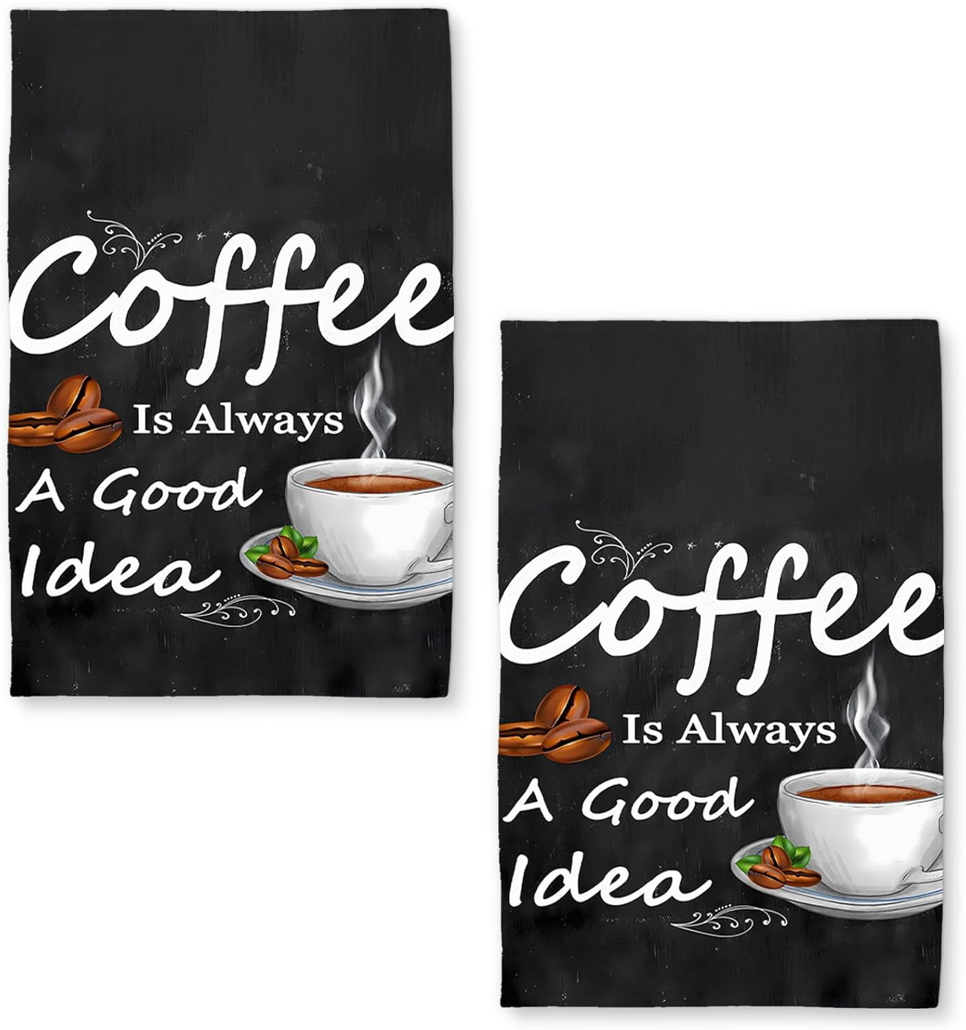 Coffee Kitchen Towels Set of 2 Dish Towels Kitchen Hand Towels ...