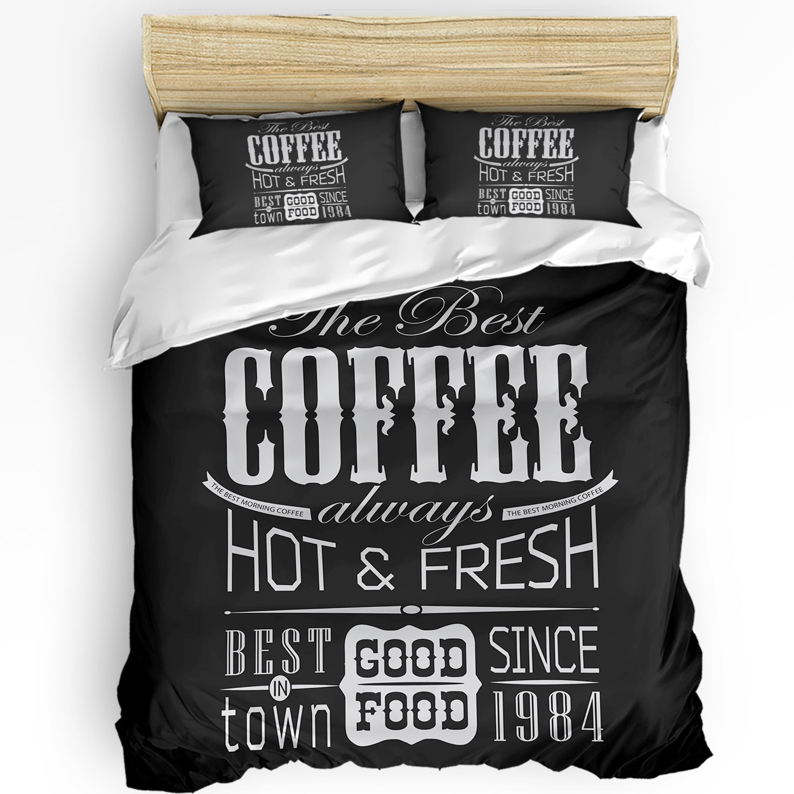 Coffee Label Blackboard Retro Style Duvet Cover Bed Bedding Set Home ...