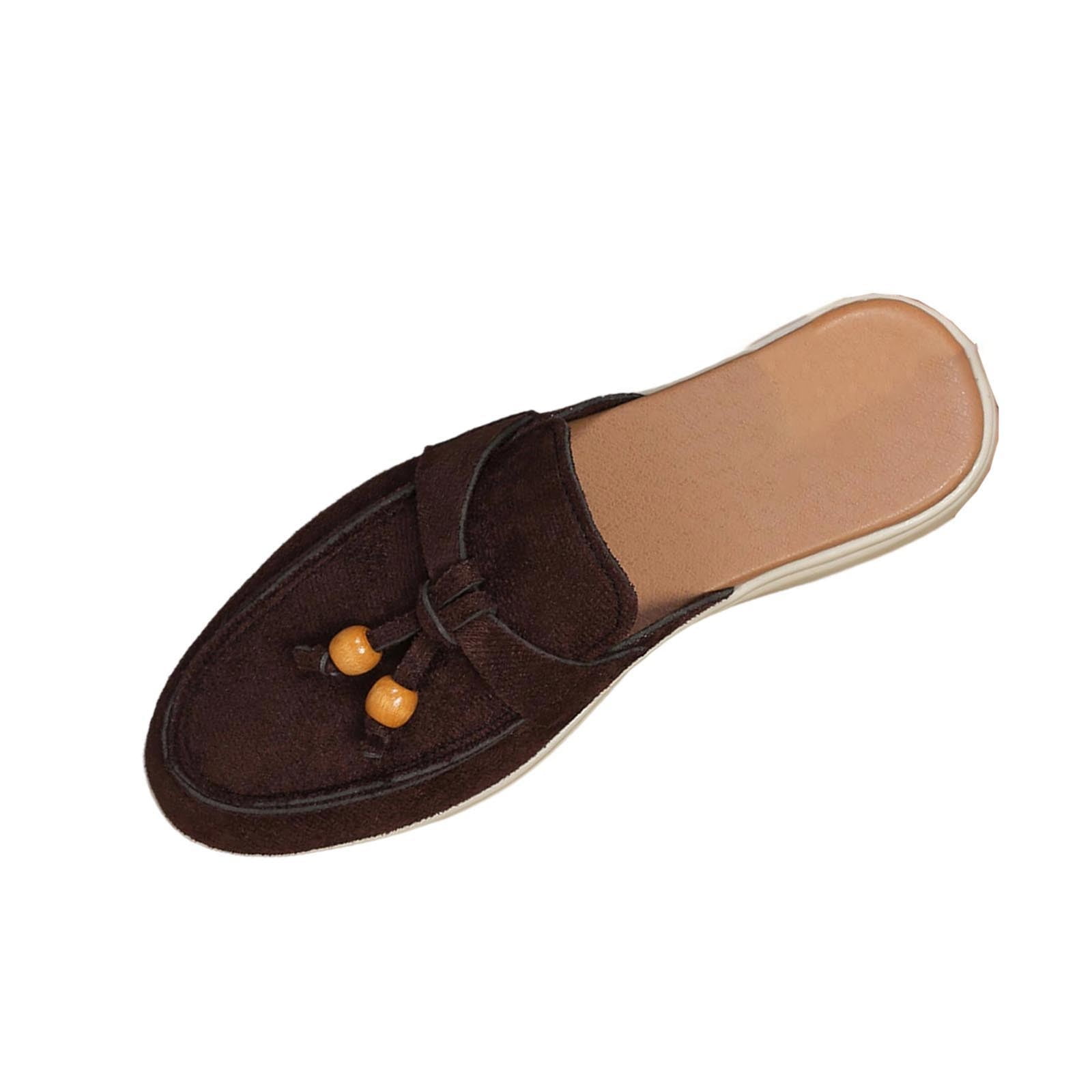 Coffee Ladies Fashion Half-Slippers With Closure And Embellished Design ...