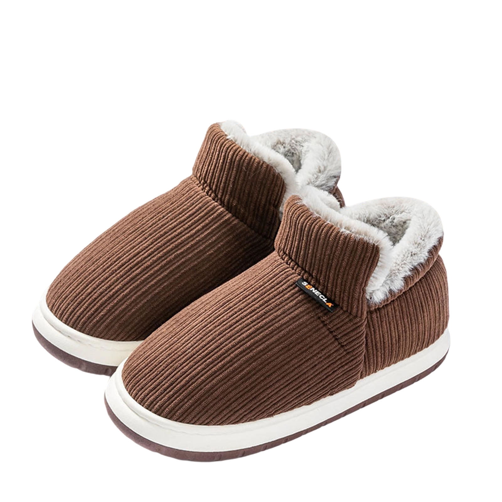 Coffee Ladies Thick Sole Soft Bottom Slippers Fleece Lined Backstrap ...