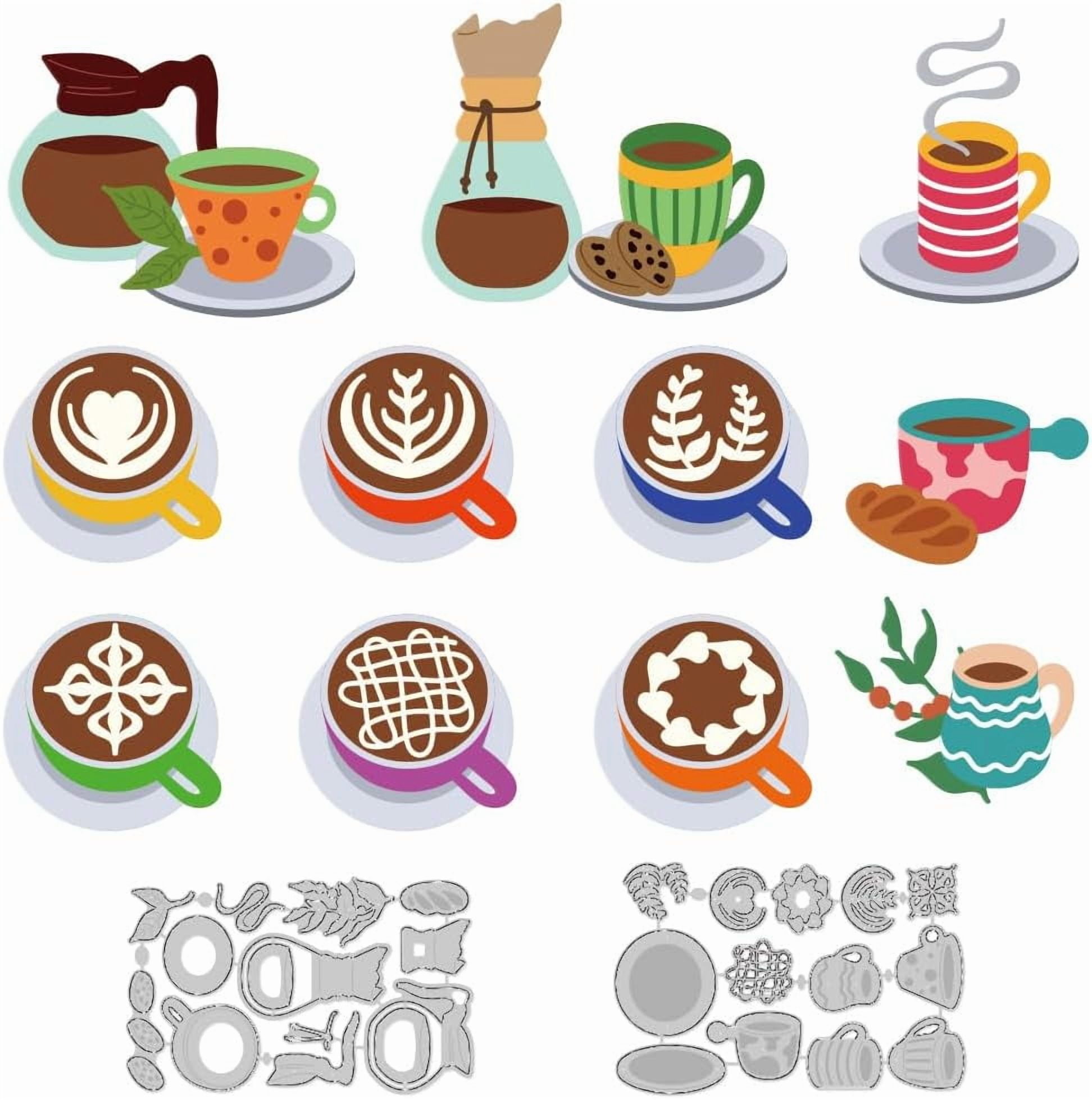 Coffee Latte Art Cutting Dies Coffee Cup Card Making Die Stencil Metal ...