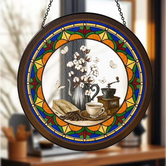 Coffee Latte and Jesus Glass Suncatcher, Coffee Lover Gift Christian ...