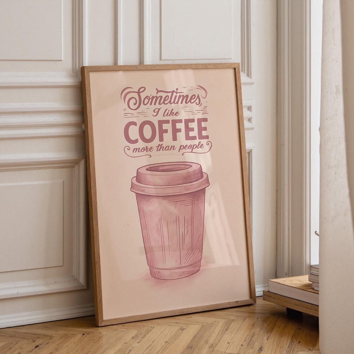 Coffee Like coffee more than people Funny Quote Retro Kitchen wall art ...
