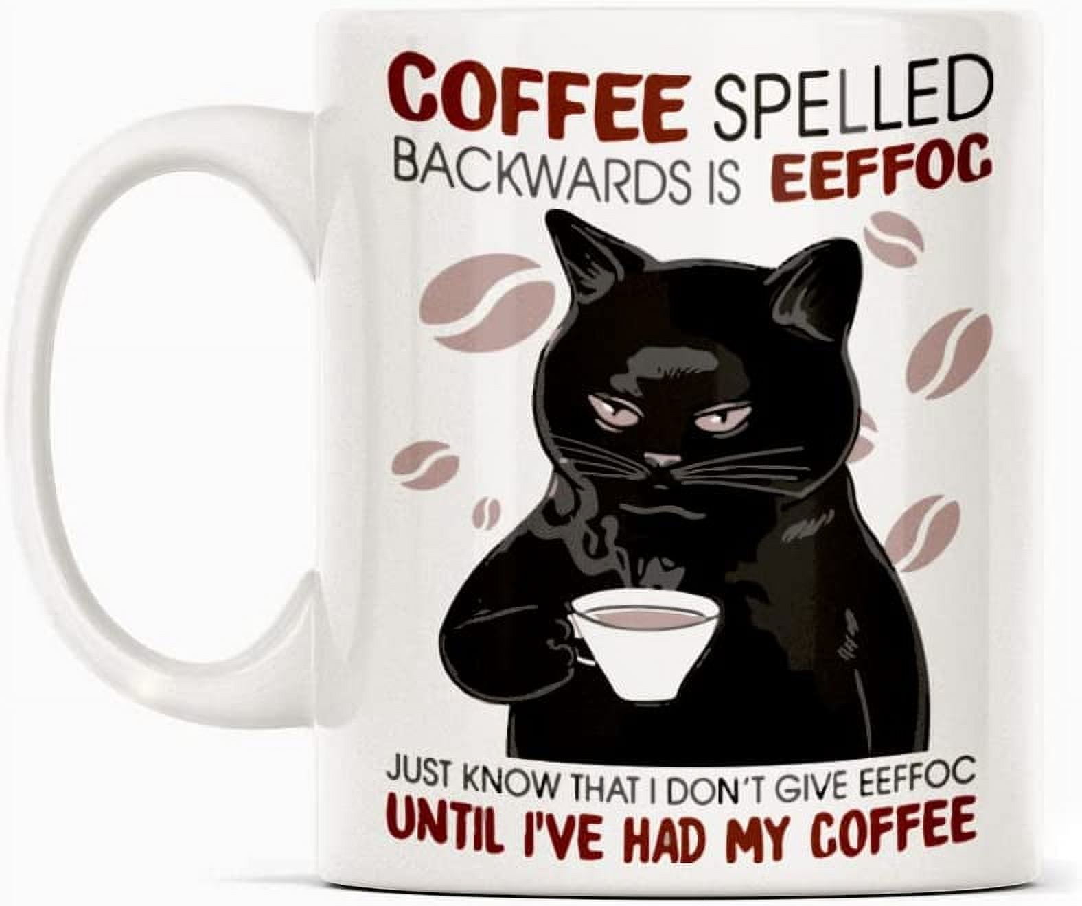 Coffee Lover Angry Cat Mug Gift, White Funny Sarcasm Coffee Cup Novelty ...