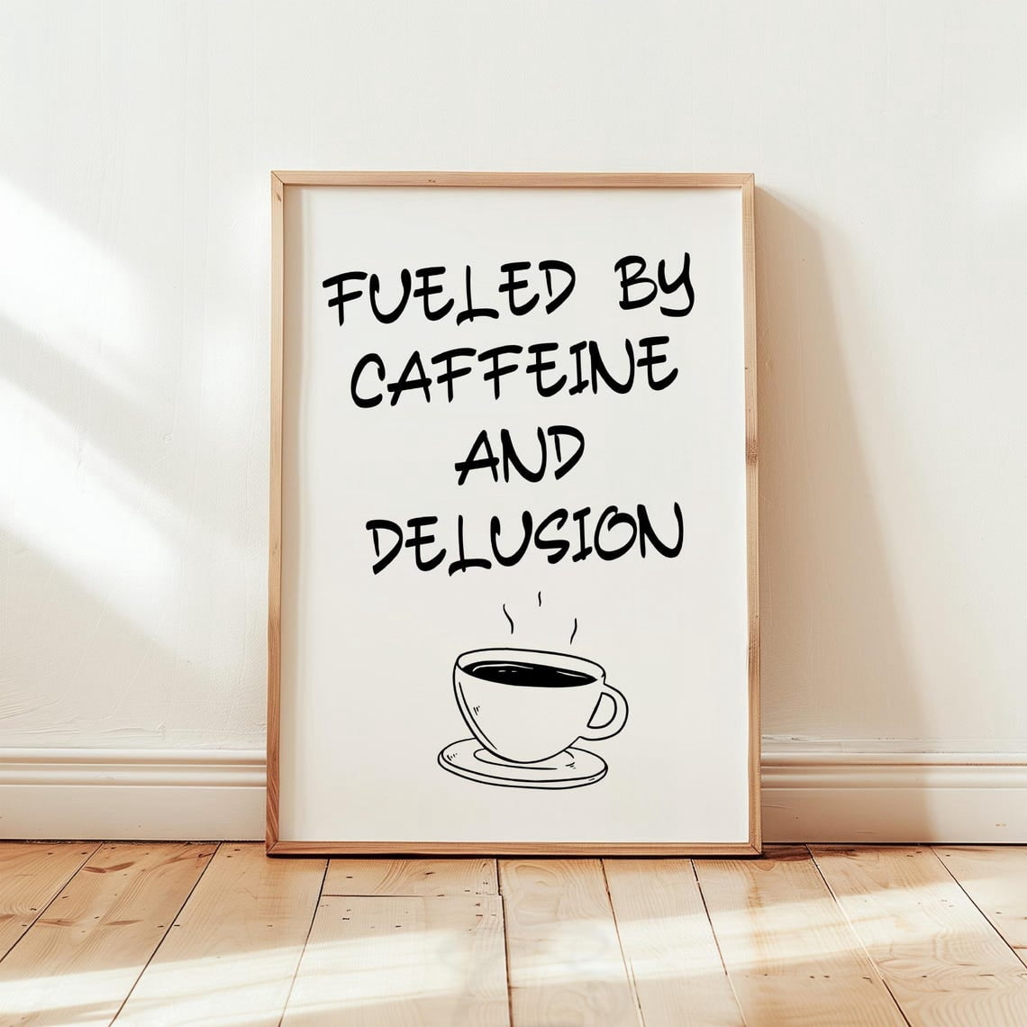 Coffee Lover Caffeine Quote Minimal Wall Art, Stretched Canvas Size ...