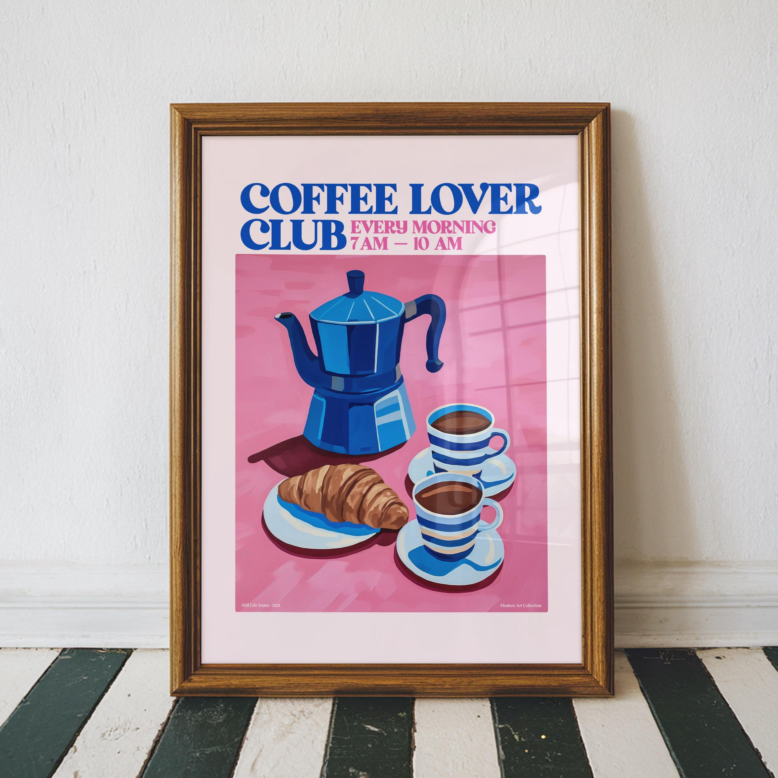 Coffee Lover Club Breakfast Print Croissants Poster Baking Art French ...