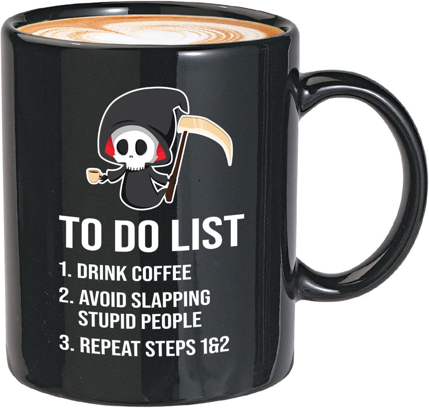 Coffee Lover Coffee Mug 11oz Black - Grim Reaper to Do List - Funny ...
