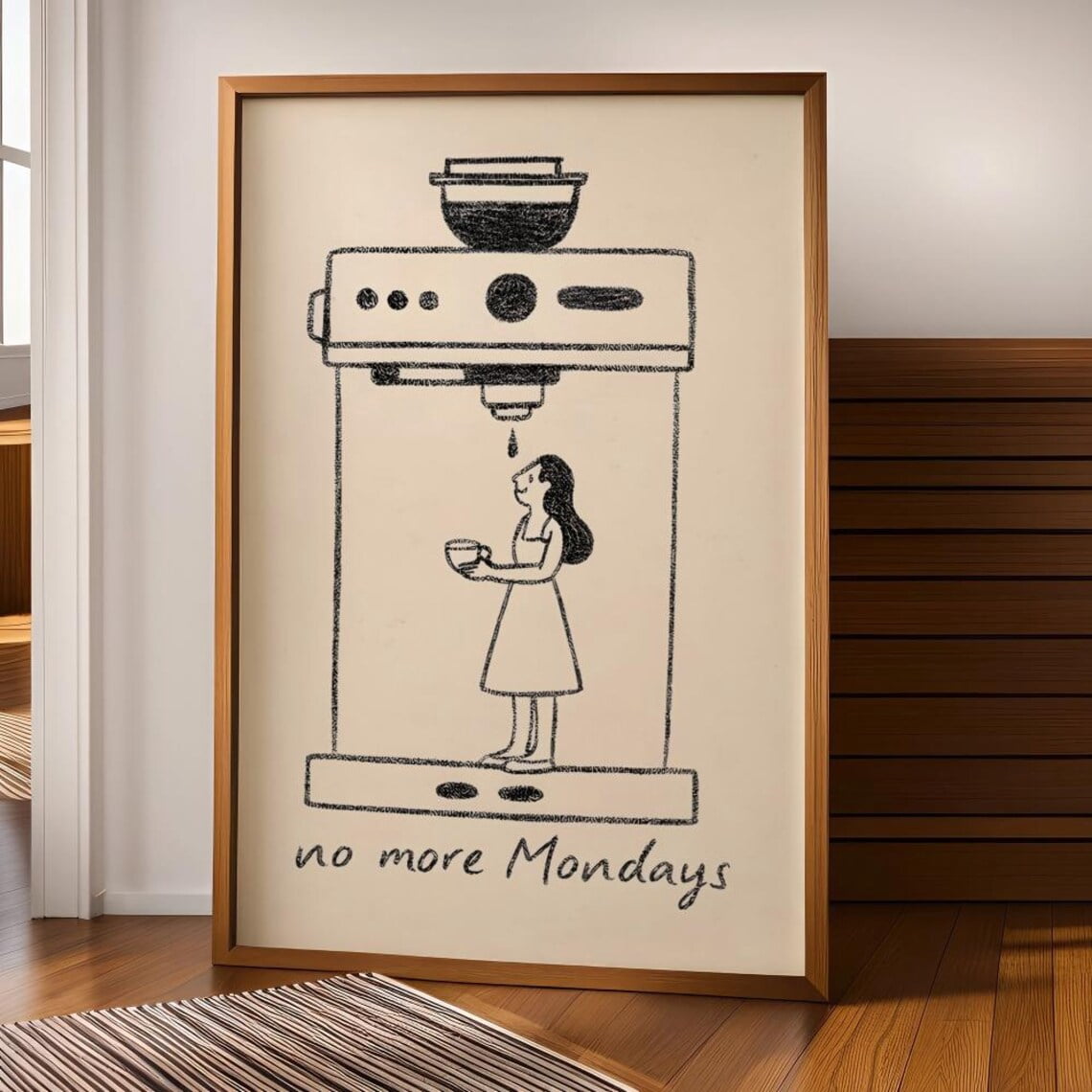 Coffee Lover Line Art Poster No More Mondays Kitchen Wall Decor Poster ...