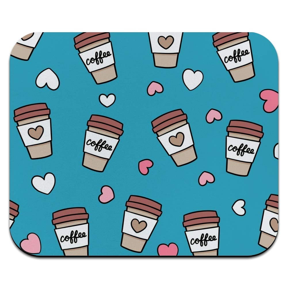 Coffee Lover Pattern Cute Travel Cups Low Profile Thin Mouse Pad ...