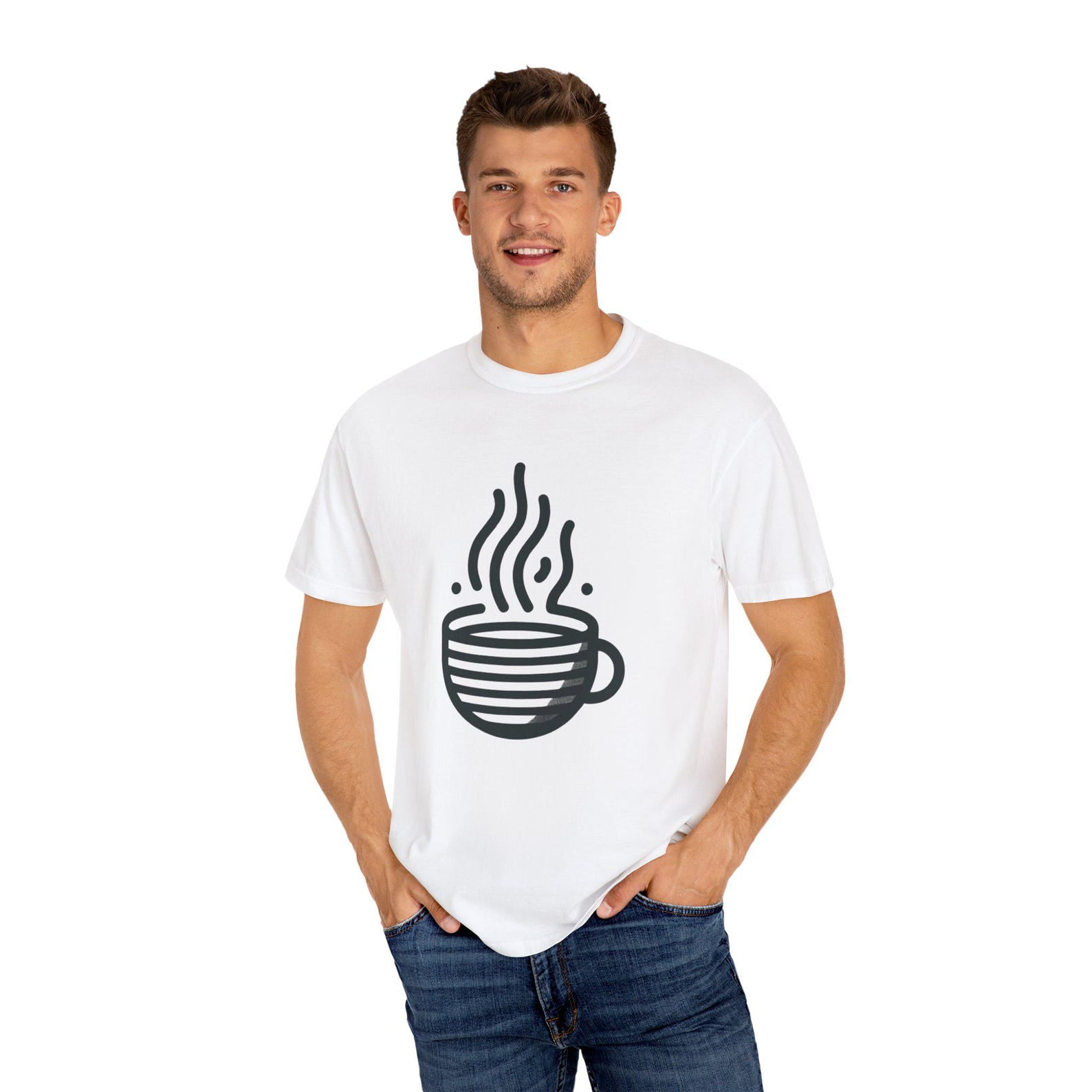 Coffee Lover Tee, Unisex Garment-Dyed T-shirt, Relaxed Fit Cafe Shirt ...