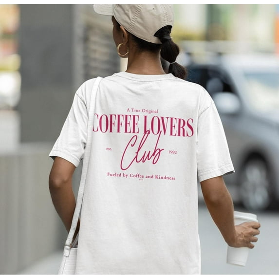 Coffee Lovers Club Tee, 90s Minimalist Boho Aesthetic Graphic Shirt ...