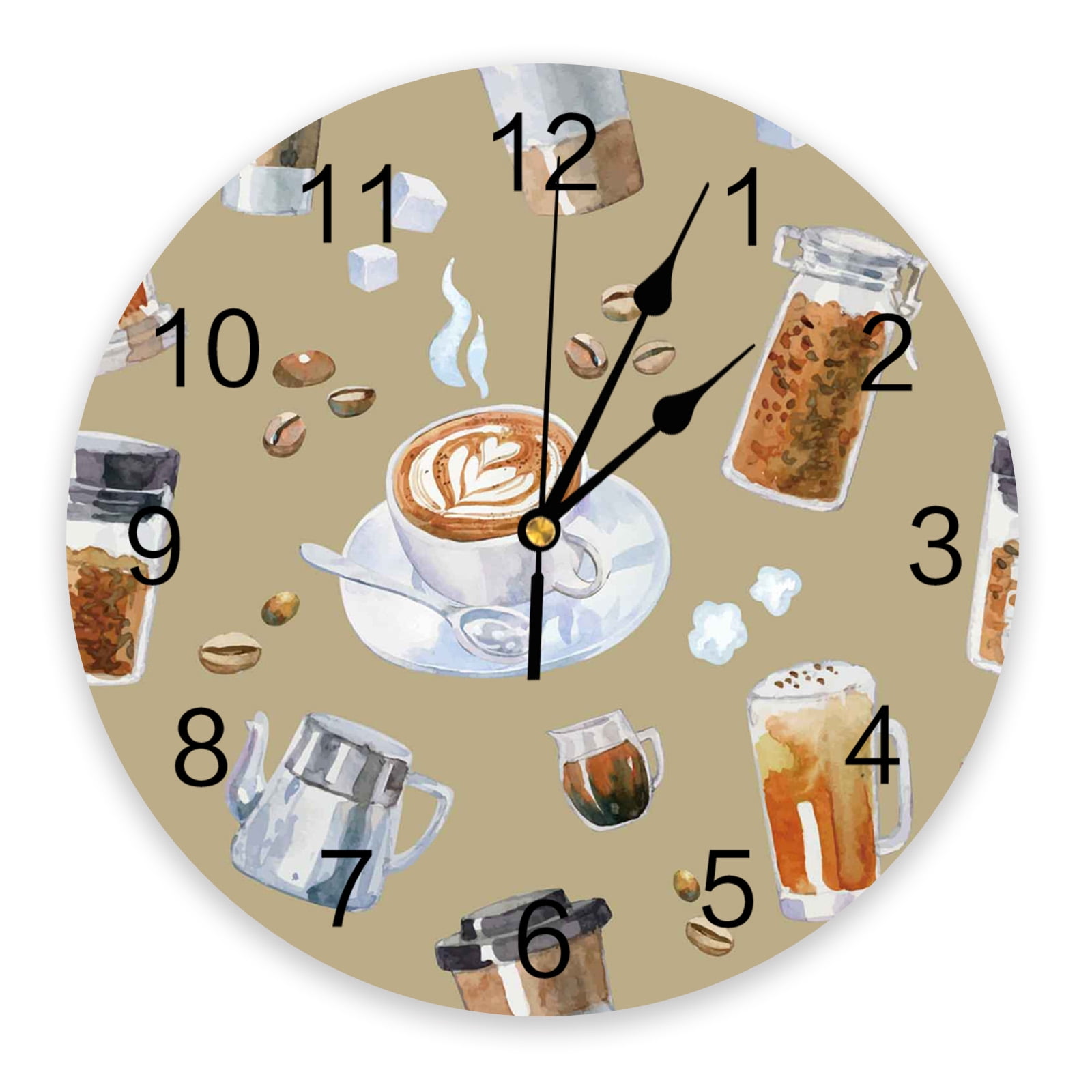 Coffee Lovers ration Round Wall Clock Creative Home r Living Room ...
