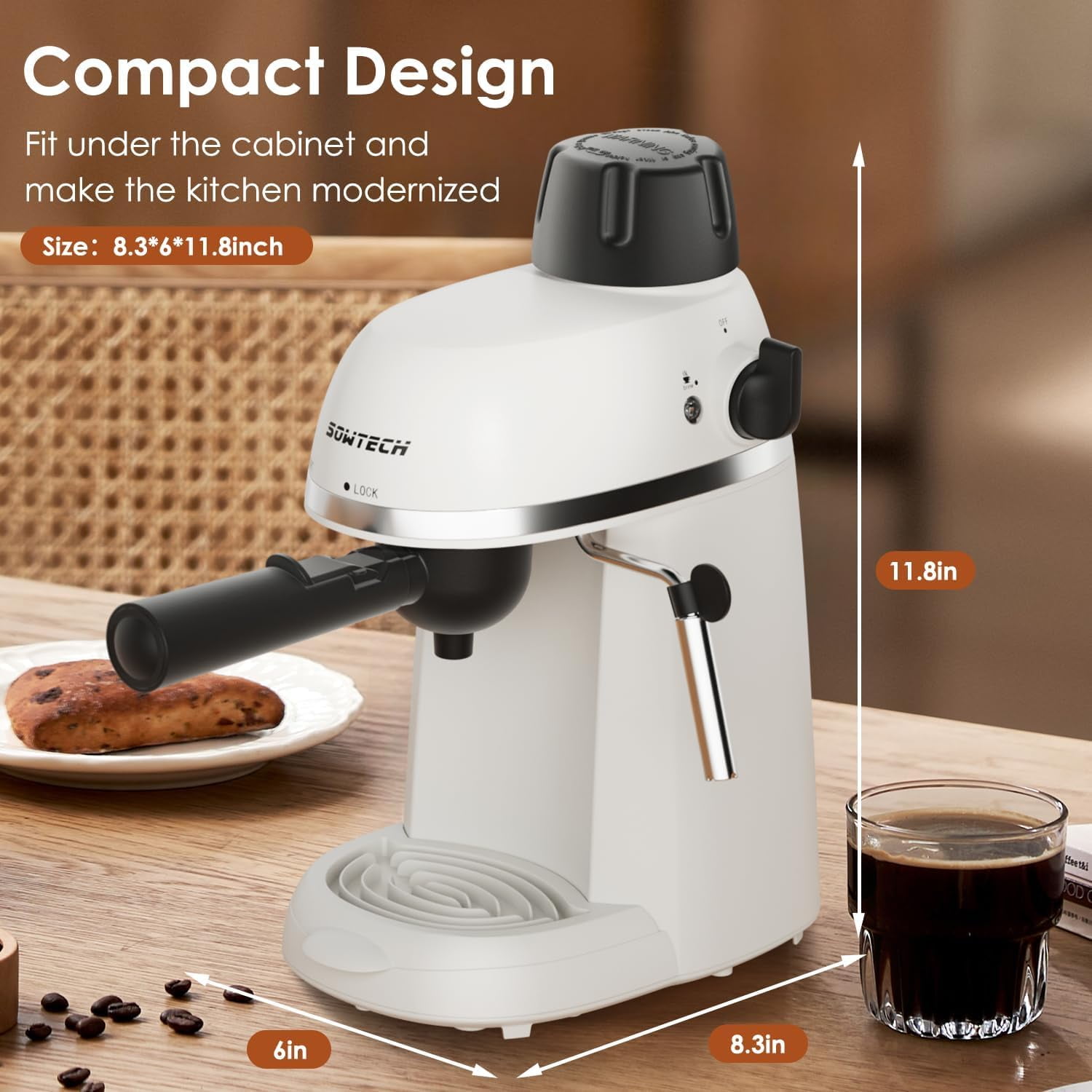 Coffee Machine, 3.5 Bar Espresso Cappuccino Machine with Milk Frother ...