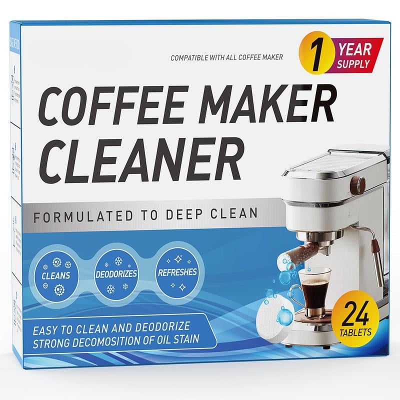 Coffee Machine Cleaner Descaler Tablets - 24 Pack, Deep Cleaning and ...