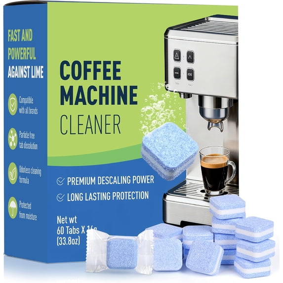 Coffee Machine Cleaner & Descaler Tablets (60 Count) - Compatible with ...