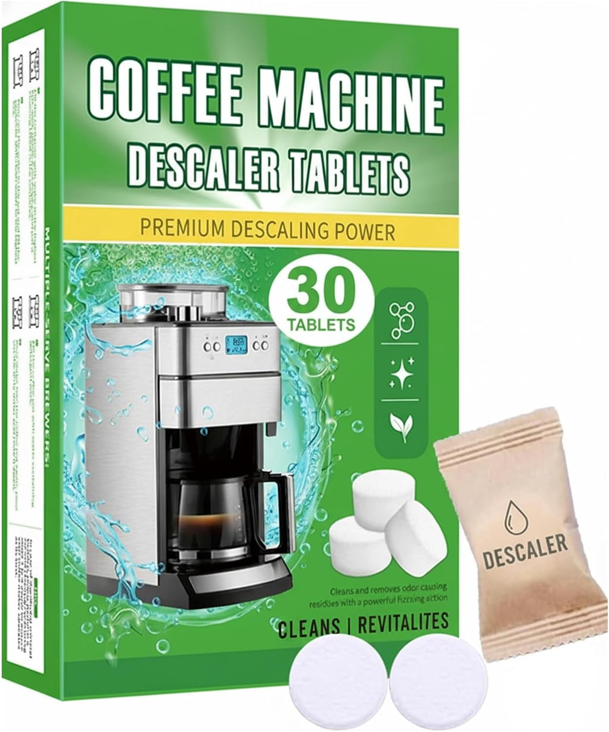 Coffee Machine Cleaner Tablets, Descaling & Deodorizing for All Coffee ...