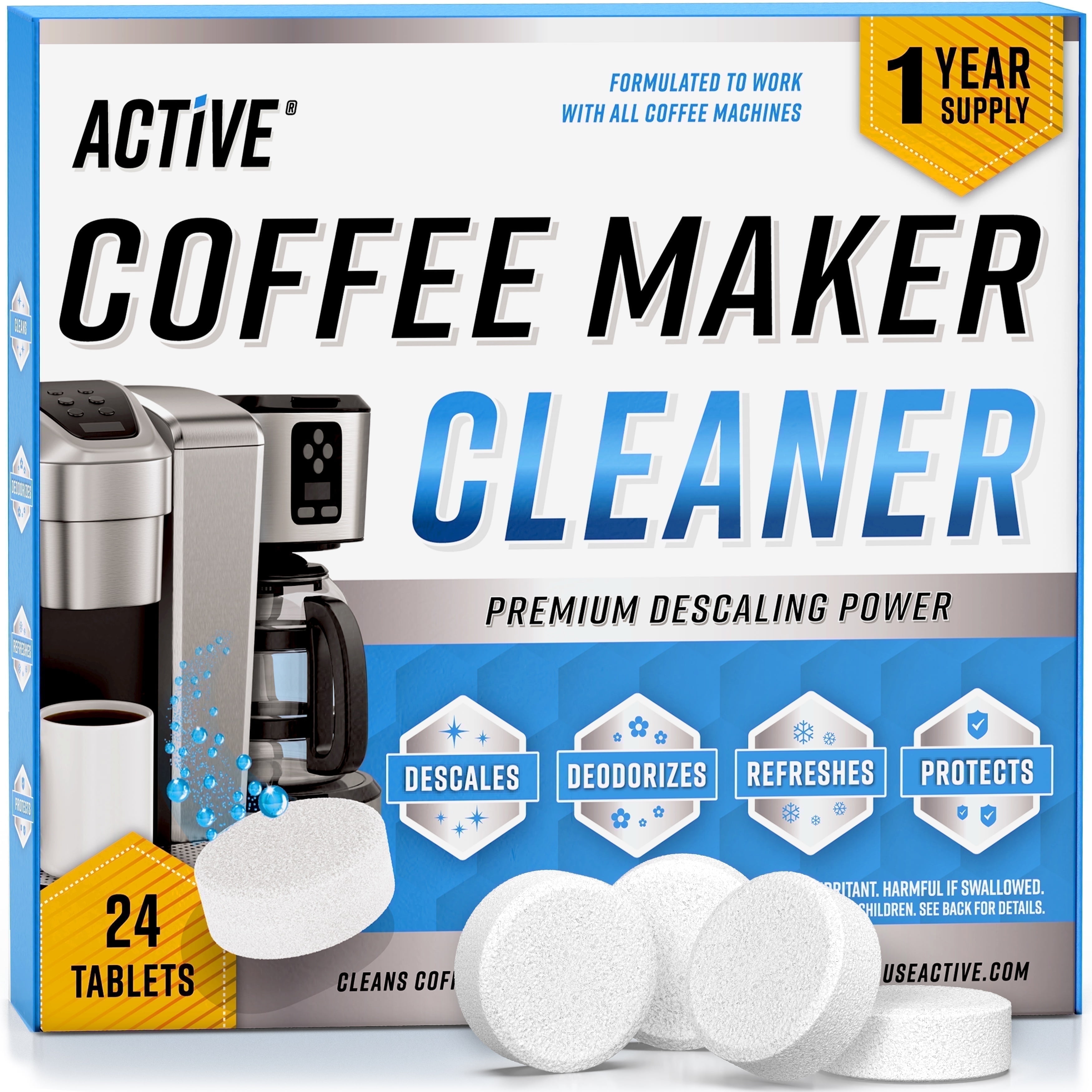 Active Coffee Machine Cleaner and Descaler, 24ct, for Keurig Nespresso ...
