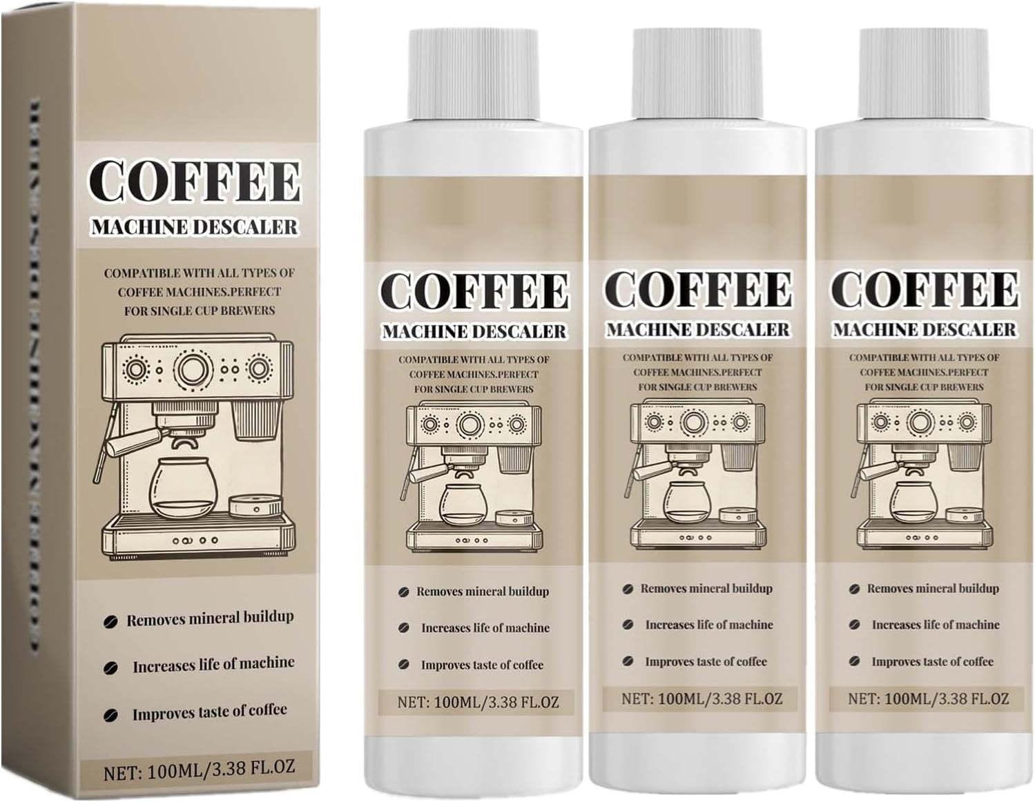 Coffee Machine Descaler, Descaling Solution Specially Formulated for ...