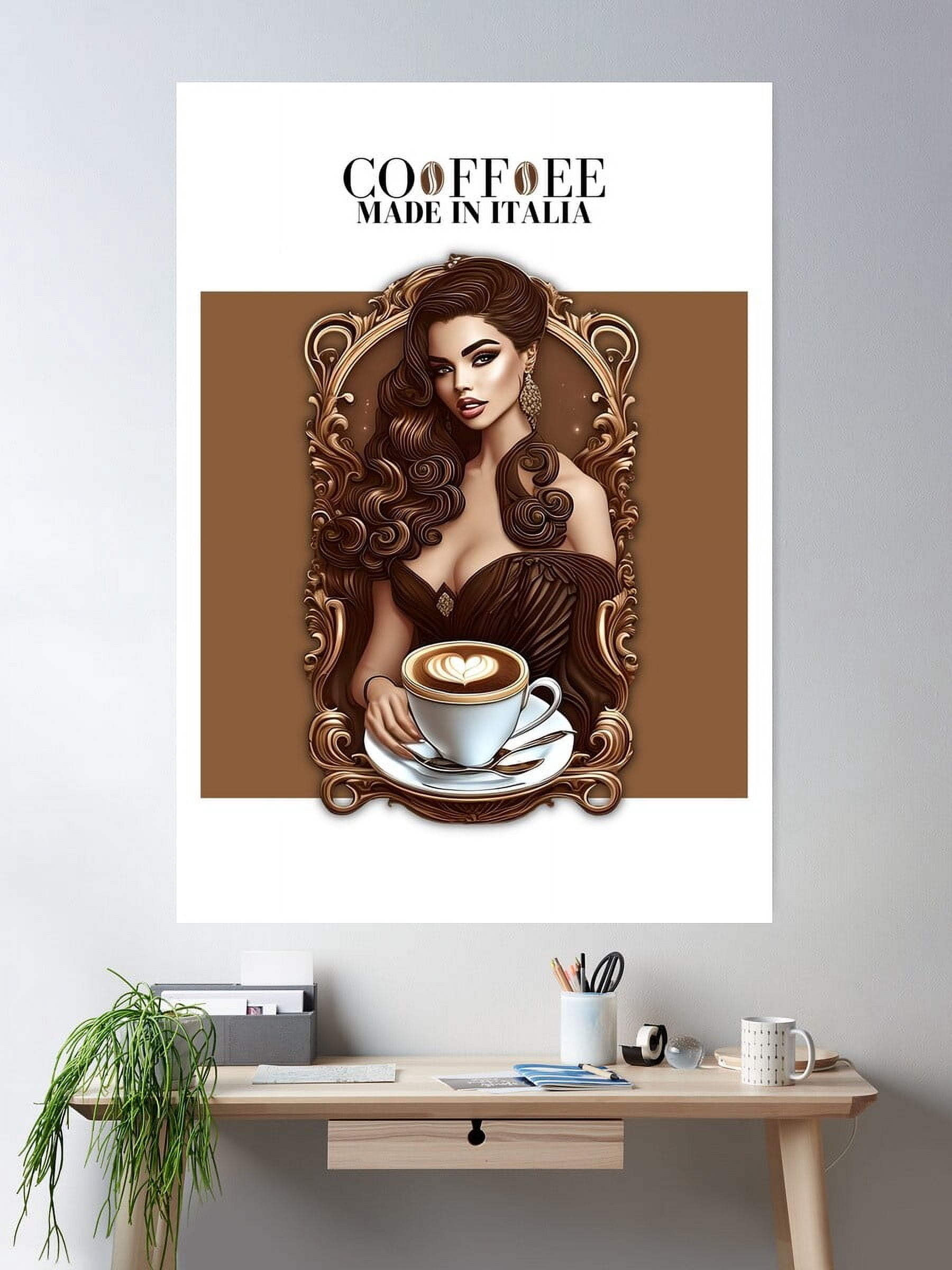 Coffee Made In Italy - Vintage Style Poster Wall Art Modern Wall Decor ...
