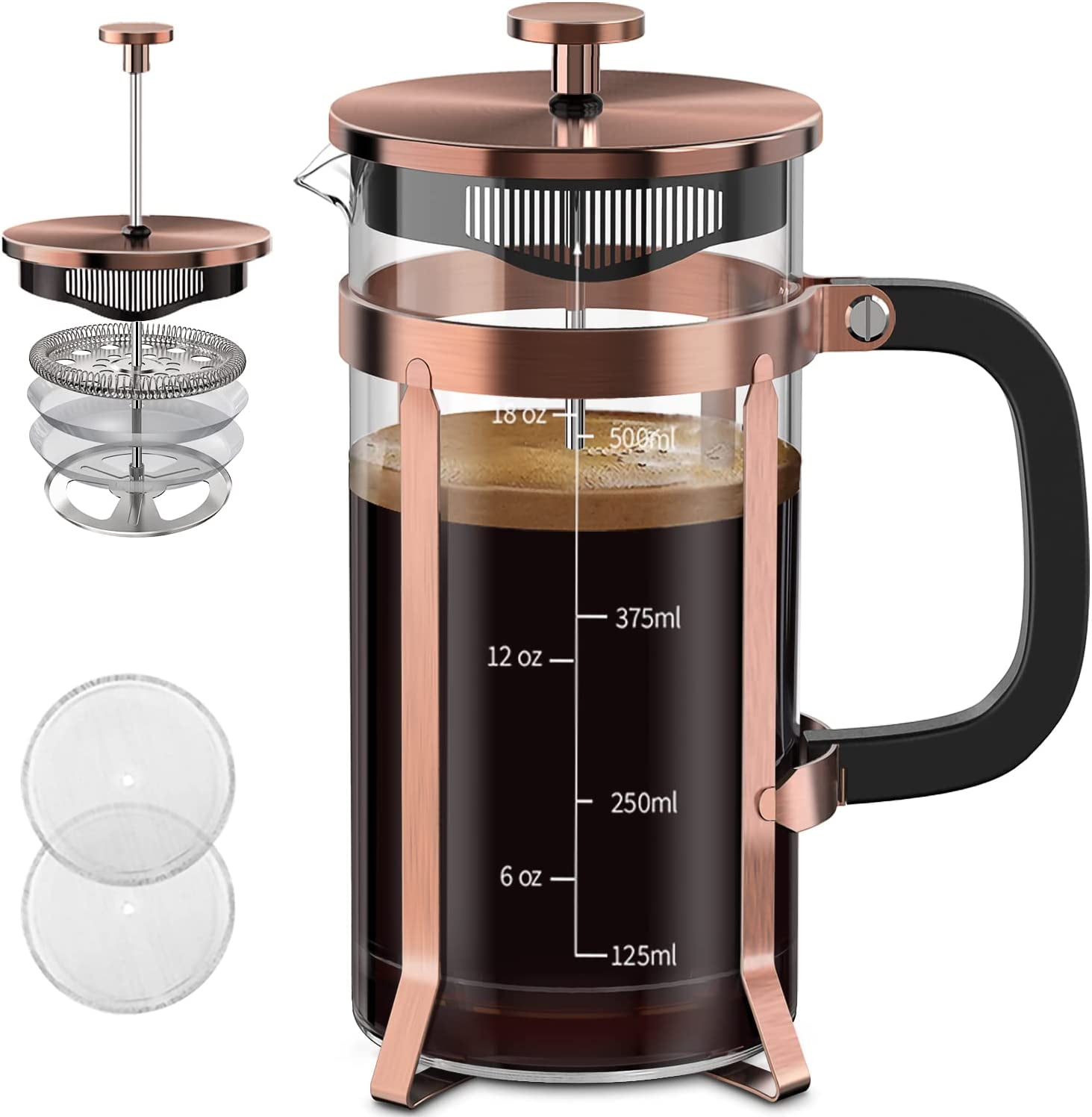 Coffee Maker 304 Stainless Steel French Press with 4 Filter, Heat ...