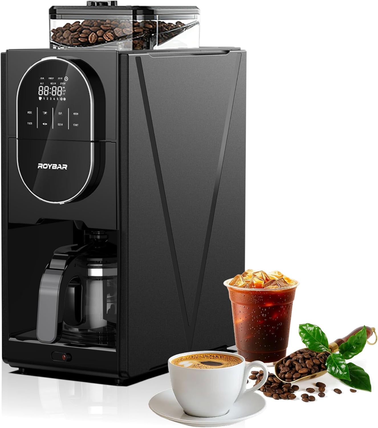Coffee Maker with Grinder, Programmable Hot and Cold Coffee Maker with ...