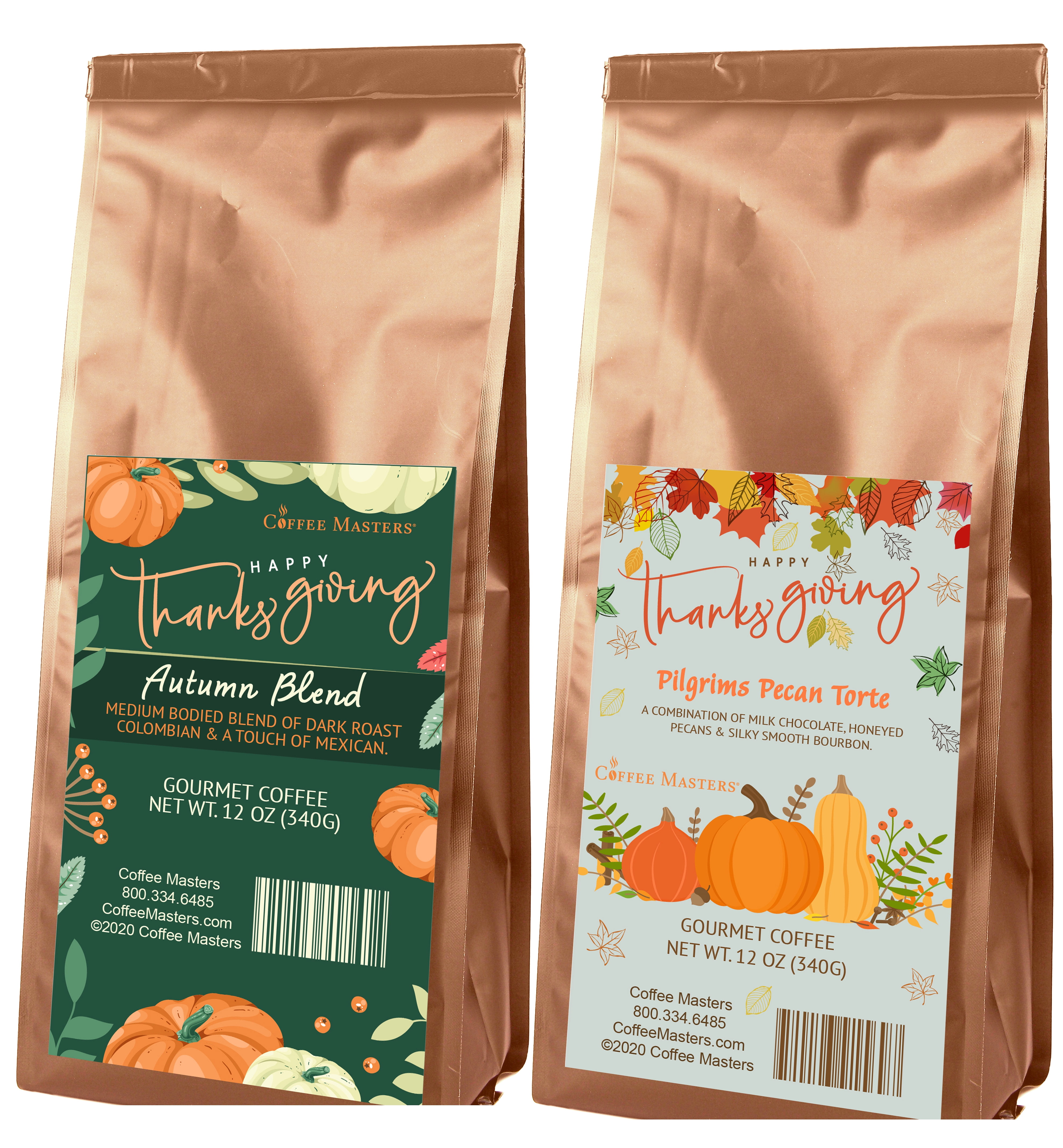 Coffee Masters Thanksgiving Coffee Sampler - Autumn Blend and Pilgrims ...