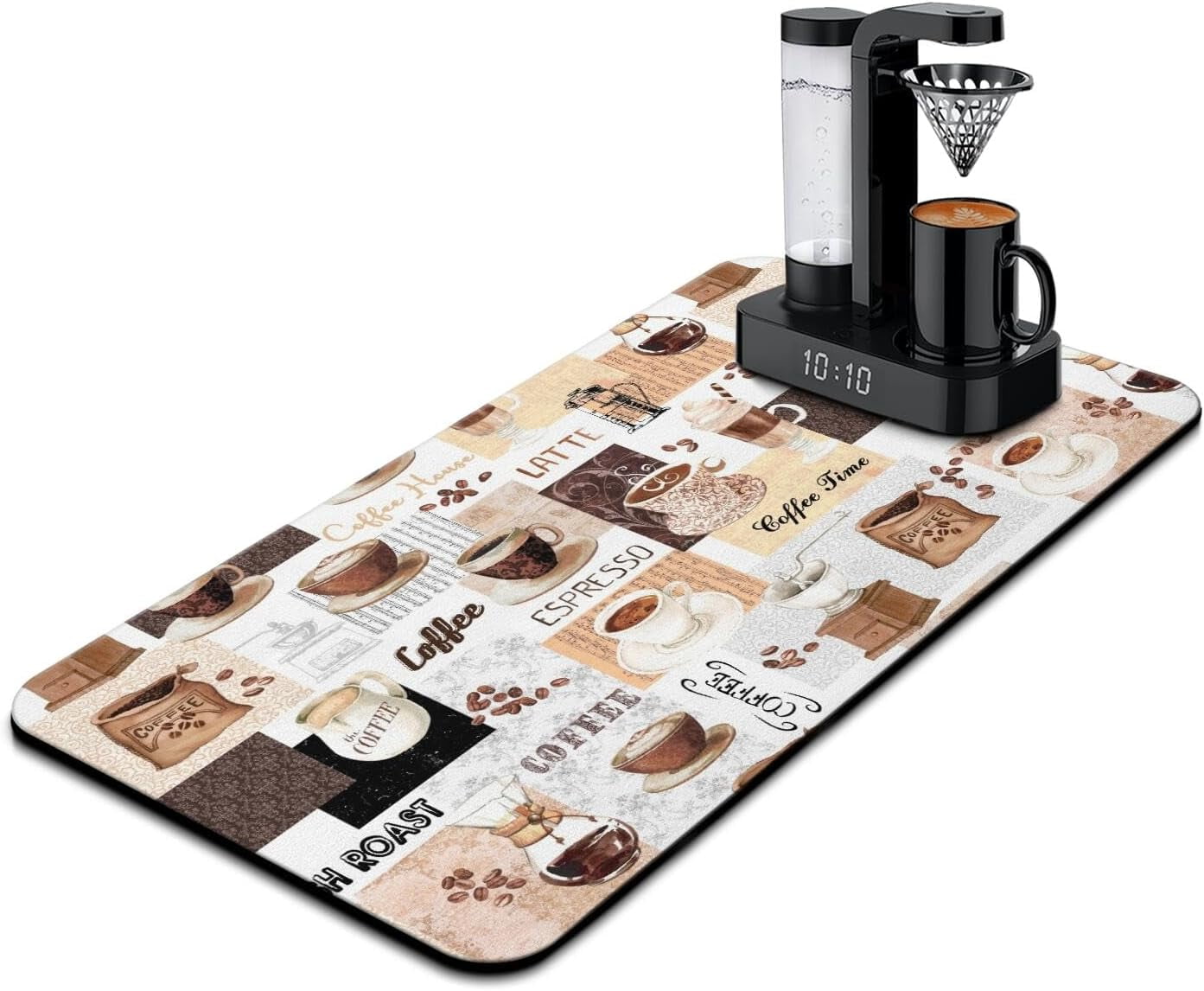 Coffee Mat 17inx31.5in,Coffee Bar Mat for Countertops,Absorbent Hide ...