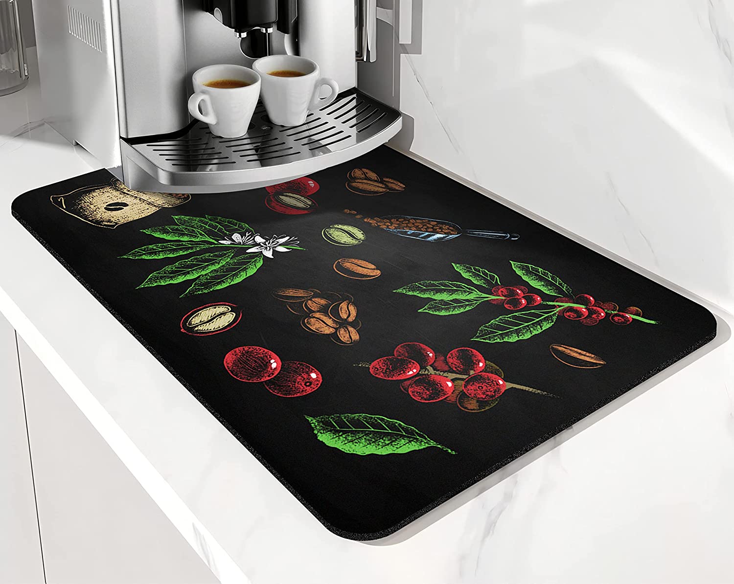 Coffee Mat Absorbent and Quick Dry Mat Hide Stain Rubber Backed Anti ...