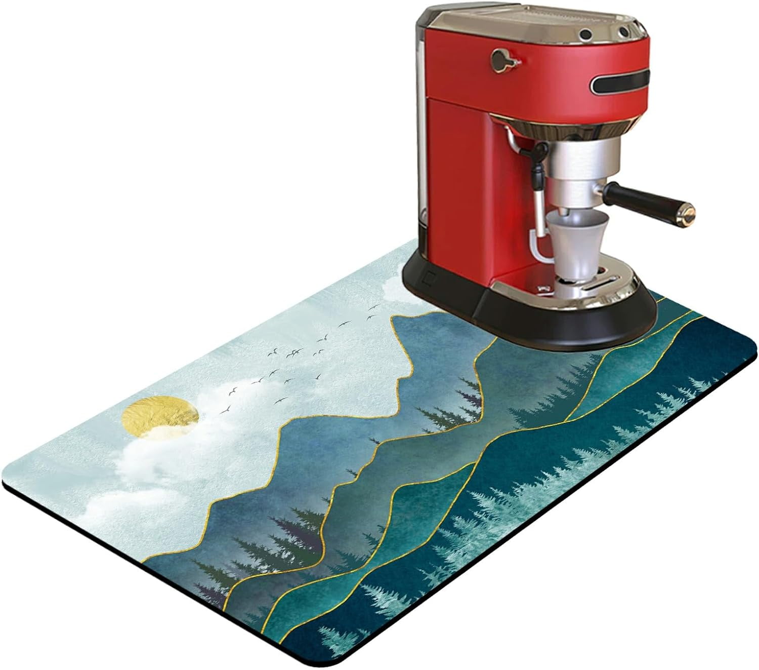 Coffee Mat Coffee Bar Mat 12"x19" Hide Stain Absorbent Rubber Backed ...