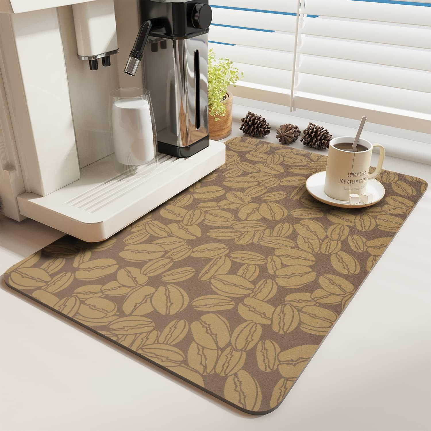 -Coffee Mat-Coffee Bar Accessories-Absorbent Stain Resistant Drying Mat ...