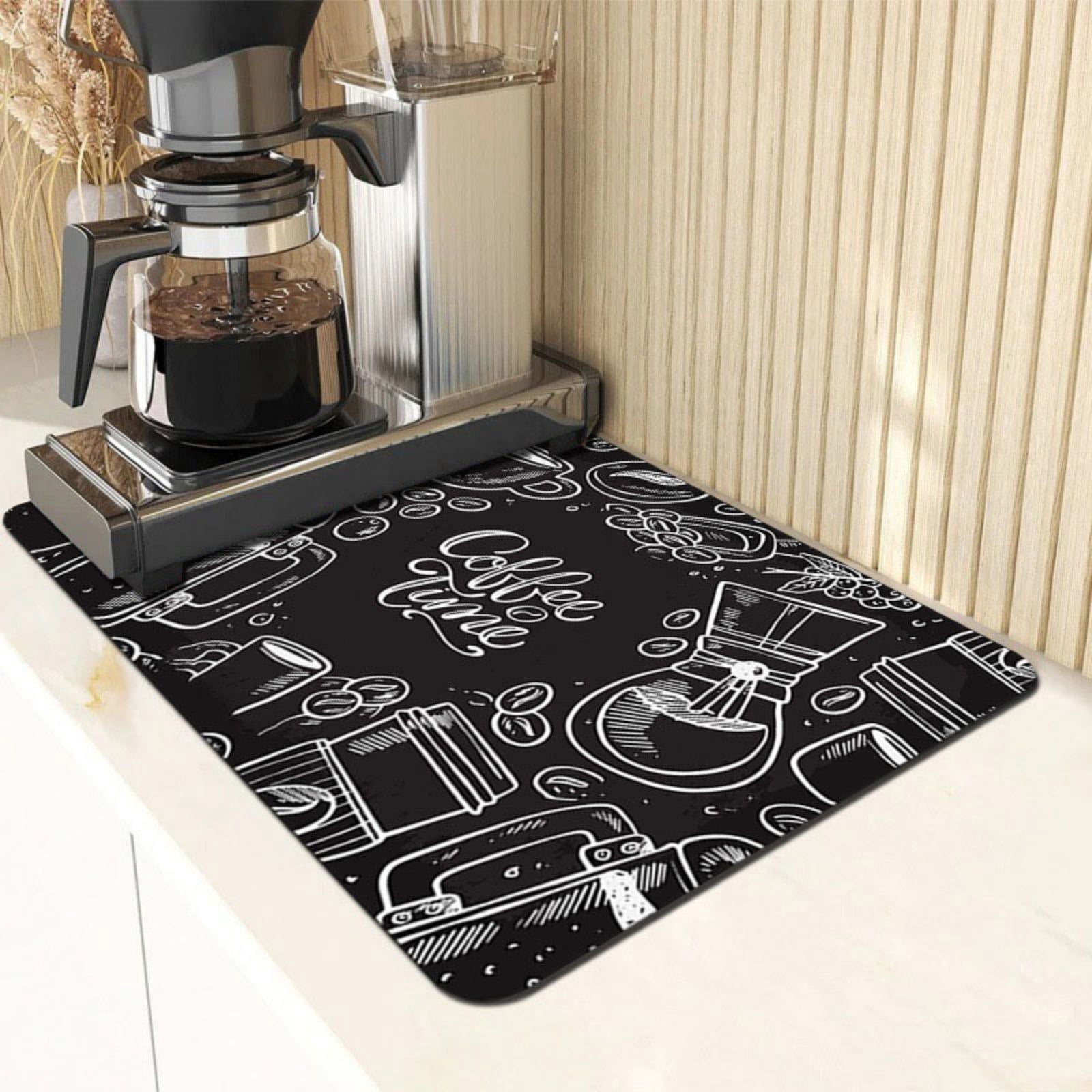 Coffee Mat Coffee Bar Maker Mat Backed Absorbent Nonslip Coffee Station ...