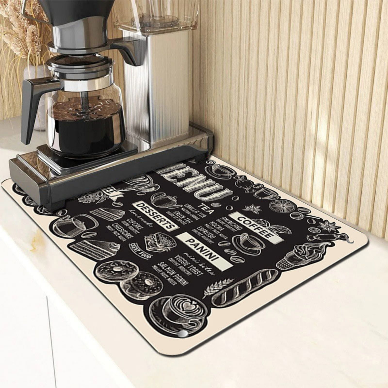 Coffee Mat Coffee Bar Mat 12"x19" Hide Stain Absorbent Rubber Backed ...