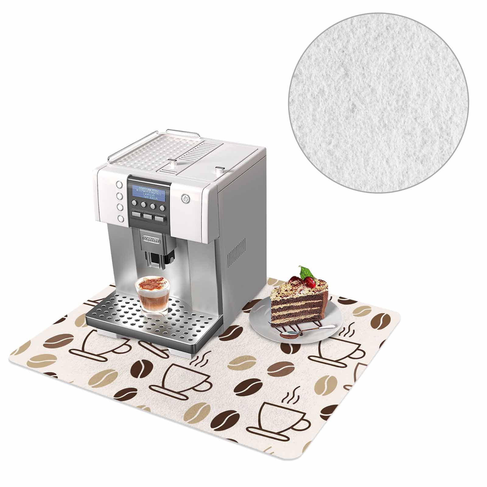 Coffee Mat for Countertop, Rubber Coffee Bar Mat with Non-Slip Base ...